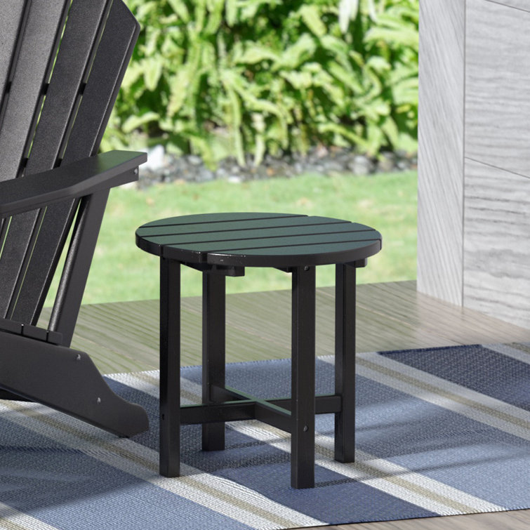 Lark Manor Salvo All weather Patio Round Adirondack HDPE Plastic Resin Outdoor Side Table Reviews Wayfair
